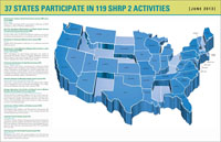 Map of SHRP 2 Activities: June 2013 | Blurbs New | Blurbs | Main